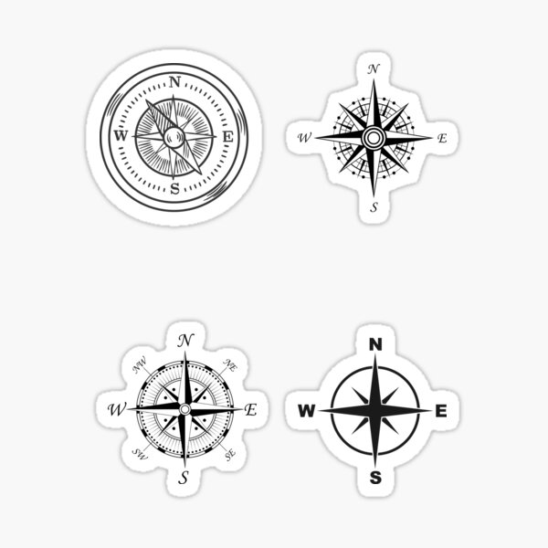 Compass Sticker Pack B Sticker For Sale By Sixbeesketches Redbubble