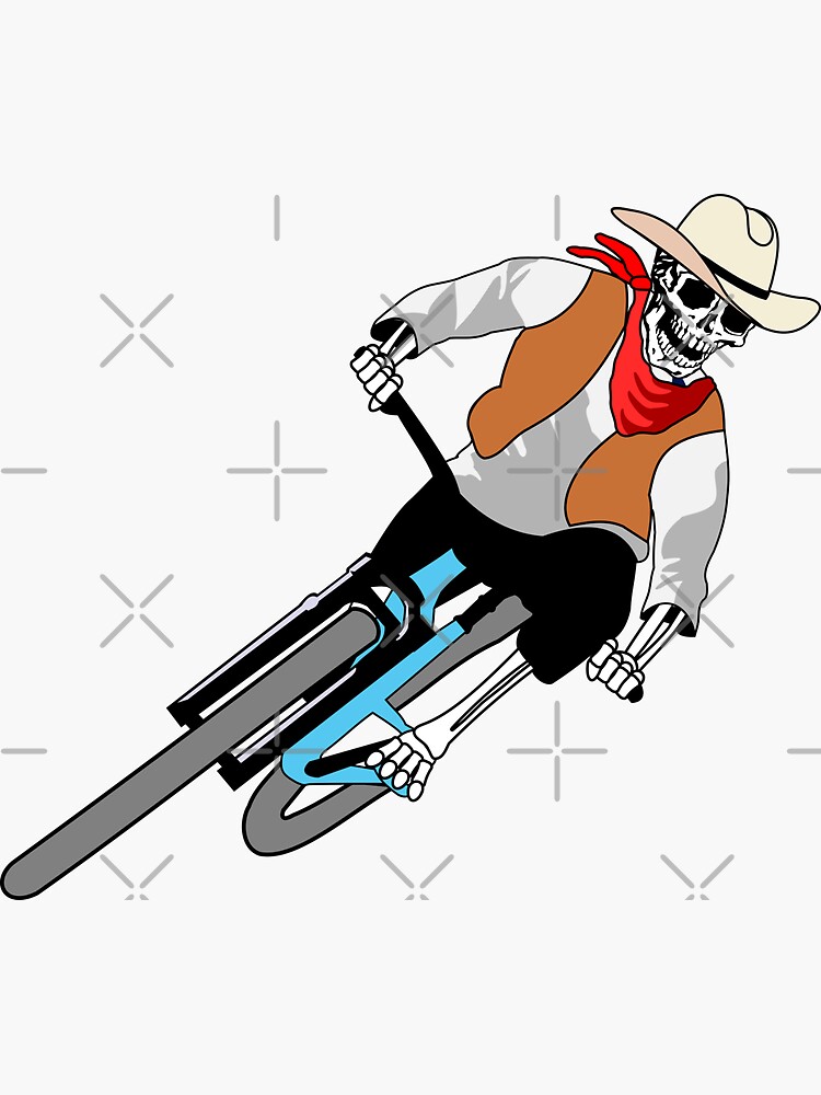 "Mountain Bike Cowboy Skeleton" Sticker for Sale by BillGulino-1 ...