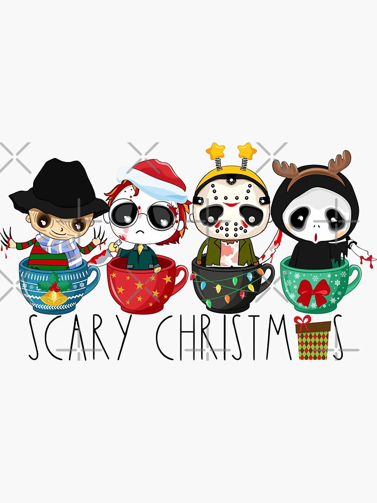"Scary Christmas Chibi Horror Characters" Sticker for Sale by ...