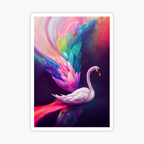 "Swan in the colored paradise" Sticker for Sale by MAV-Arts | Redbubble