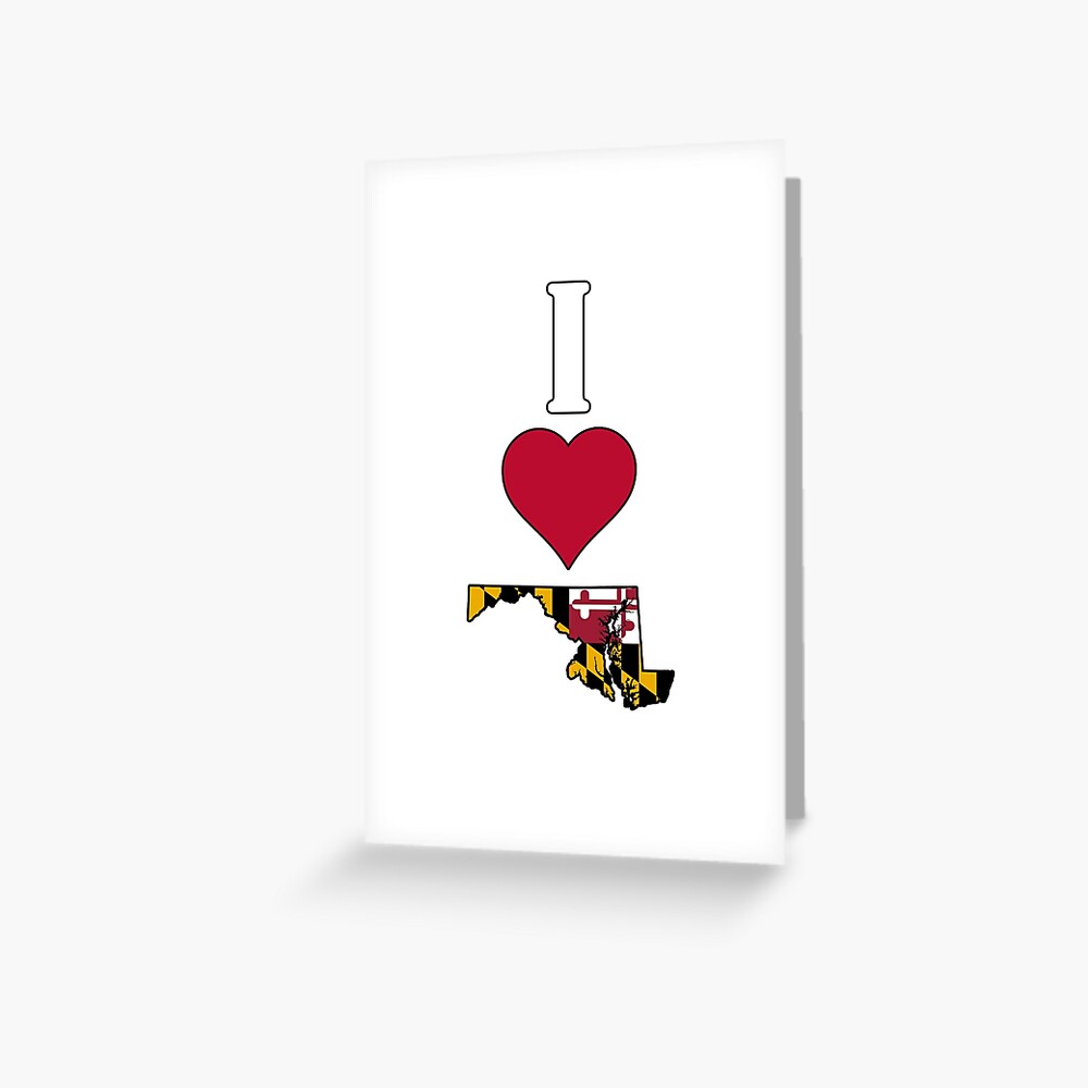 Tarjetas de felicitación «Amo Maryland Vertical I Corazón Mapa de la ...