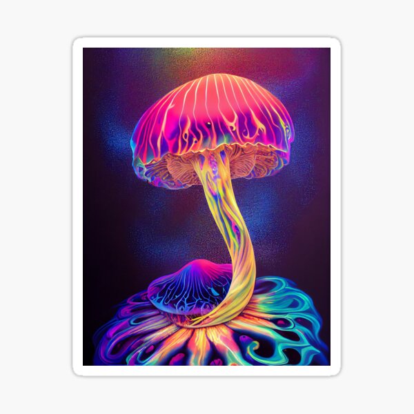 "UV reactive mushroom art" Sticker for Sale by Fluiid | Redbubble