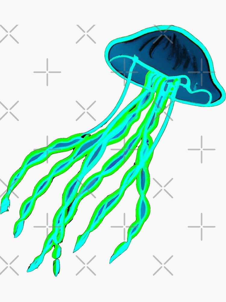 "glowing jelly fish " Sticker for Sale by winterswinner | Redbubble