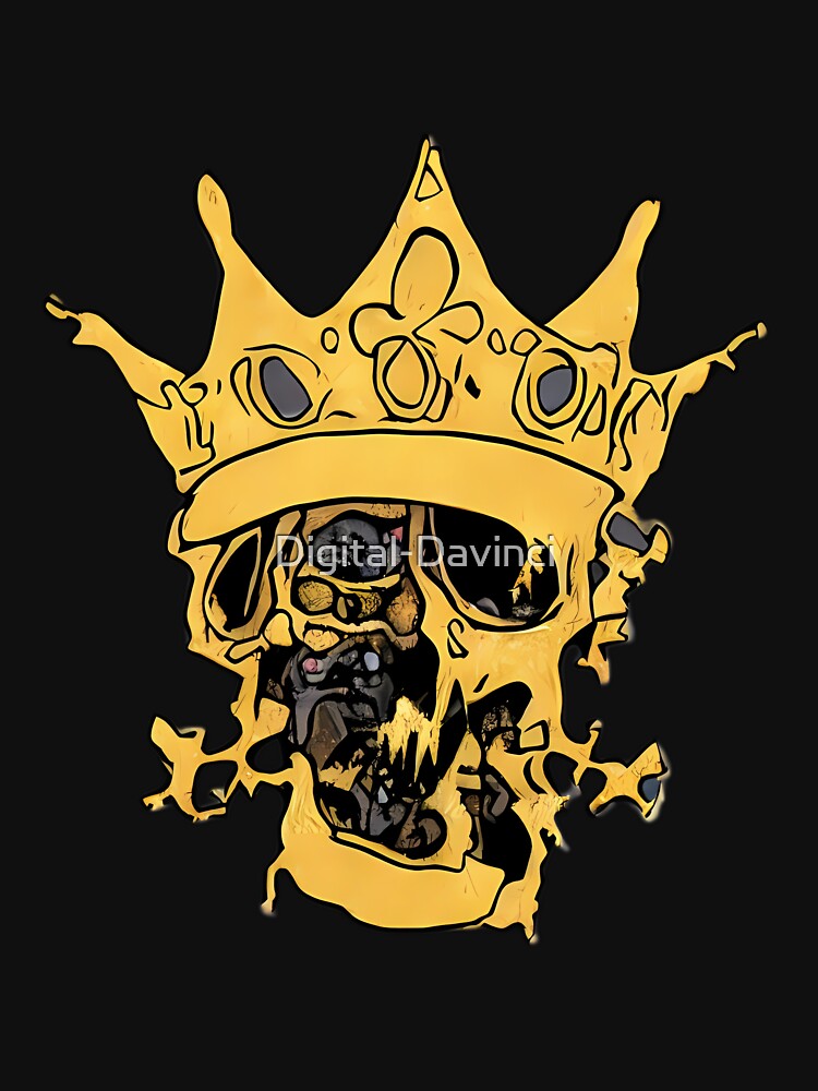 " Distorted Skull Head Wearing Gold Crown" T-shirt for Sale by Digital ...