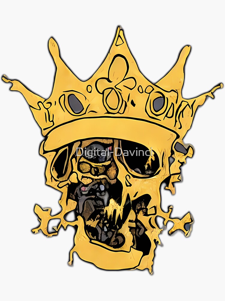 " Distorted Skull Head Wearing Gold Crown" Sticker for Sale by Digital ...