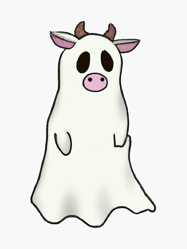 "Cute Spooky Ghost Cow Cartoon" Sticker for Sale by caraxobert | Redbubble