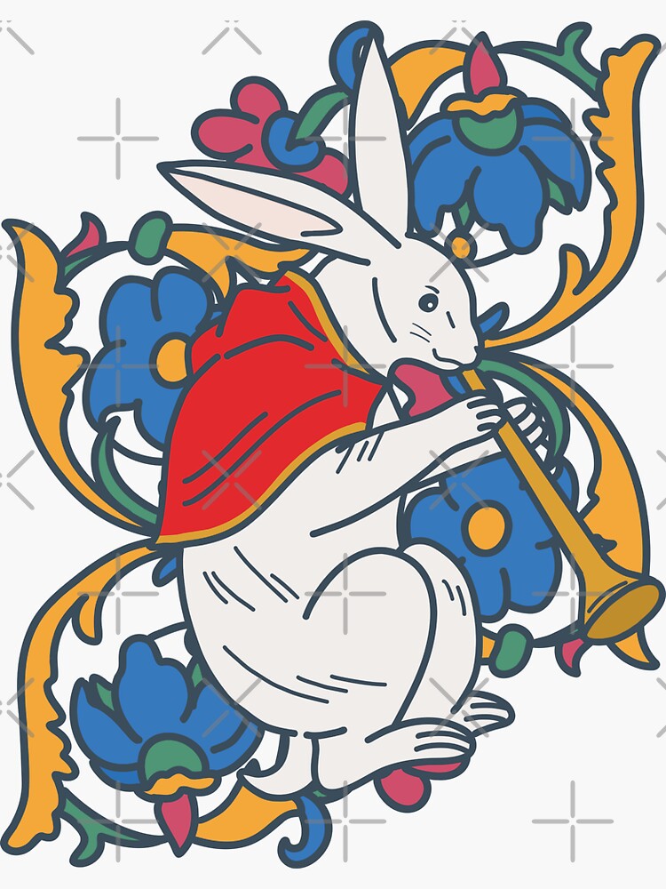 "Cute Medieval Rabbit Colorful Drawing" Sticker for Sale by MariOyama ...