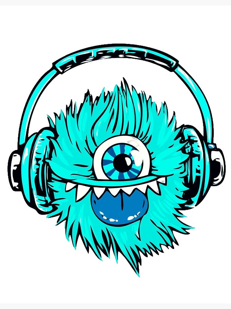 "Cute Turquoise Music Monster Face design" Poster for Sale by Dven ...