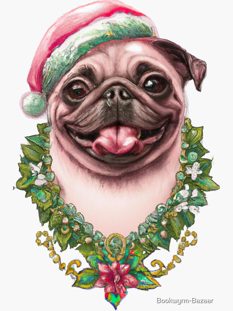 "Merry Christmas and happy holidays! Christmas Pug - Pug Dog Wearing a ...