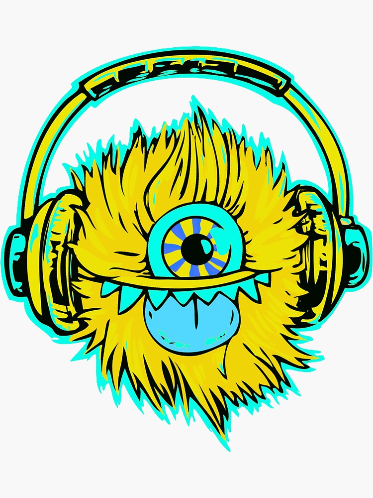 "Cute Yellow Music Monster Face design" Sticker for Sale by Dven ...