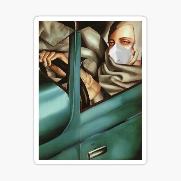 "Tamara in a Green Bugatti (and a mask)" Sticker for Sale by ...