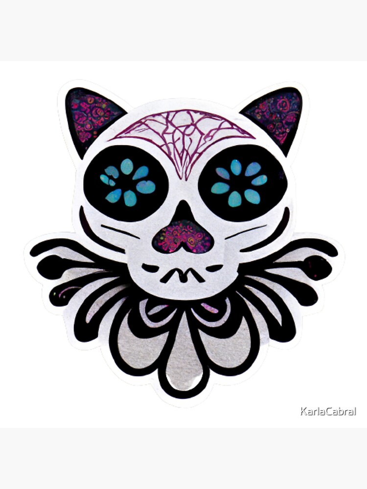 "STICKER DAY OF THE DEAD, SUGAR SKULL, SUGAR SKULL CAT, CAT SKULL ...