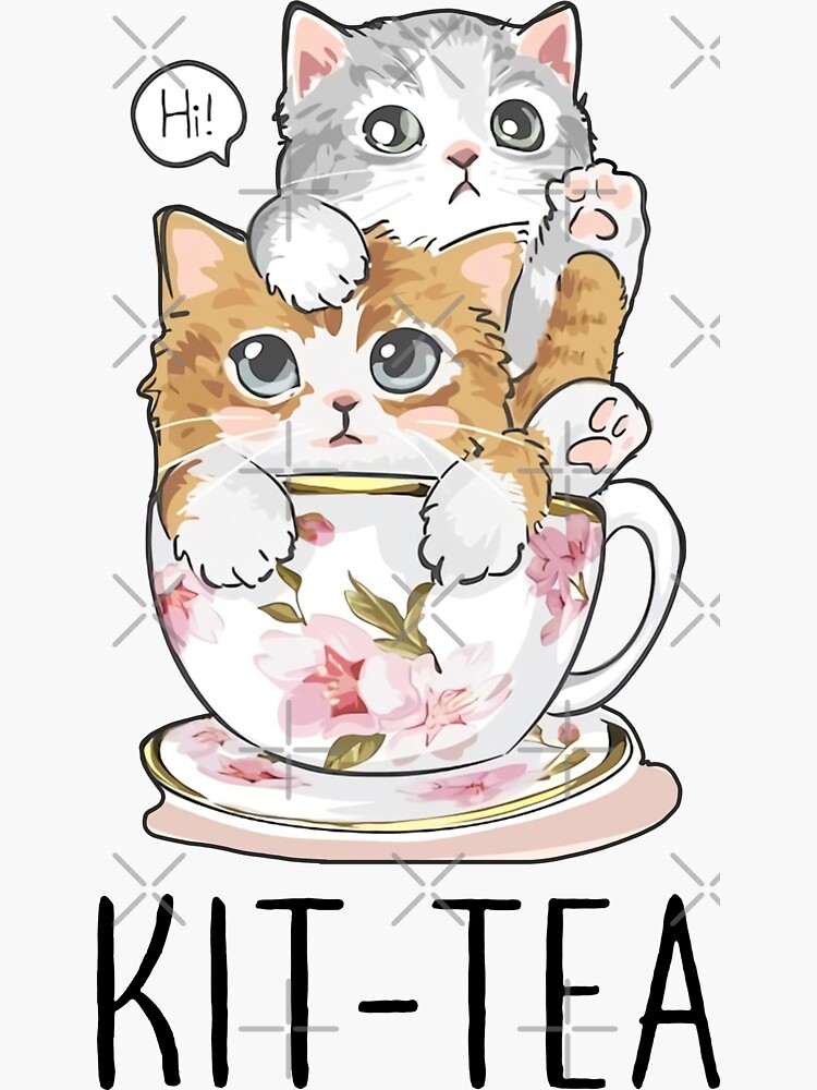 "Kit Tea Cat Lover, Cute Cat, Paw, Cat In Tea Cup, Minimalist Cat ...