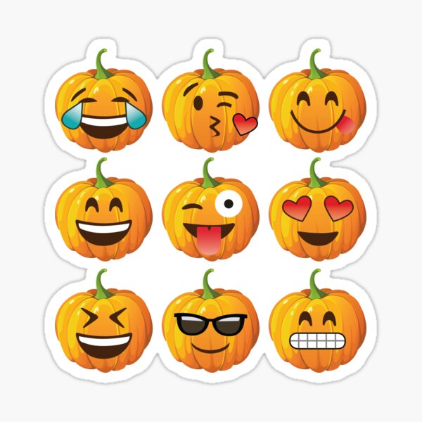 "Pumpkin Face Emojis Halloween Party Thanksgiving Gift" Sticker for ...