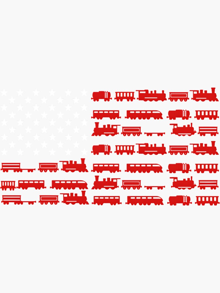 "Railroad Train Themed American Flag - Train Lover Classic " Sticker ...