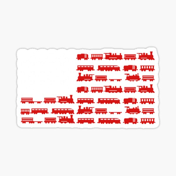 "Railroad Train Themed American Flag - Train Lover Classic " Sticker ...