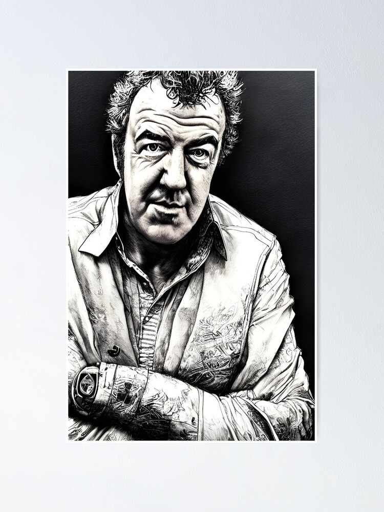 "Jeremy Clarkson black and white portrait " Poster for Sale by ...