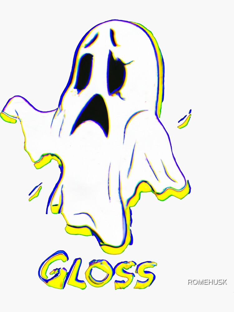 ""GLOSS" Retro Spooky Sad Ghost " Sticker for Sale by ROMEHUSK | Redbubble