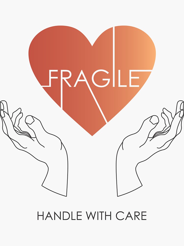 "Shattered Red Heart: handle with care (light background)" Sticker for ...