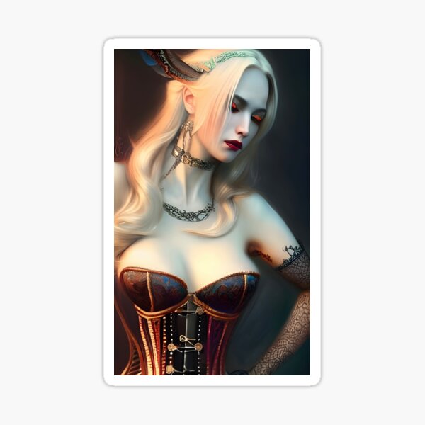 Sexy Blonde Vampire Alluring Seductress Mesmerizing Artwork Sticker For Sale By Eliteijr