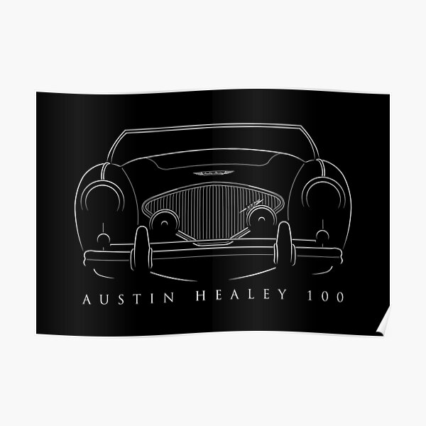 "Austin Healey 100 - front stencil, white" Poster by mal-photography ...