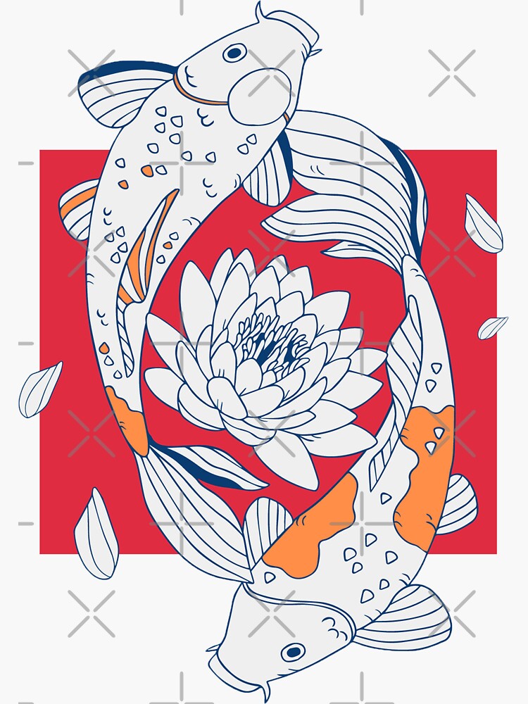 "Hand Drawn Koi Fish" Sticker for Sale by KandMe | Redbubble