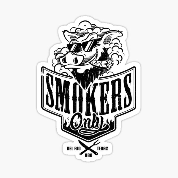 "Smokers Only BBQ (Black)" Sticker for Sale by Gingerbredmanny | Redbubble
