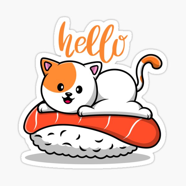 "Kawaii cat says hello" Sticker for Sale by Rixxi | Redbubble