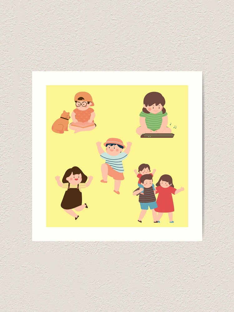 "Cute kids playing, sticker pack" Art Print for Sale by beskrajem ...