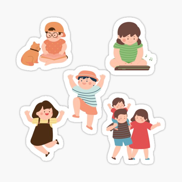 "Cute kids playing, sticker pack" Sticker for Sale by beskrajem | Redbubble