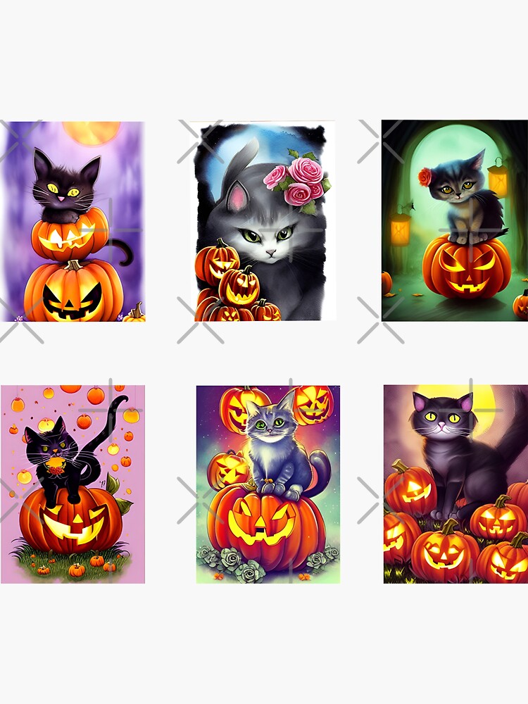 "Chibi Cat Halloween Sticker Pack Set #001" Sticker for Sale by ...