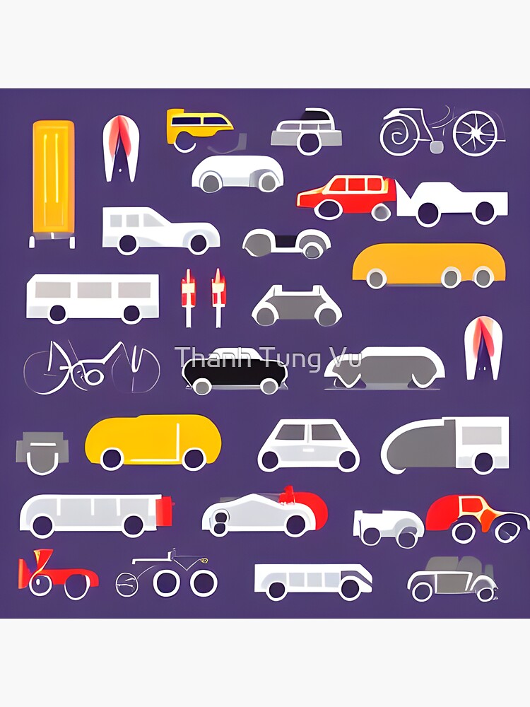 "Set of transportation vehicles " Sticker for Sale by tungvtt | Redbubble