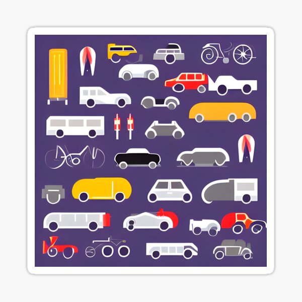 "Set of transportation vehicles " Sticker for Sale by tungvtt | Redbubble