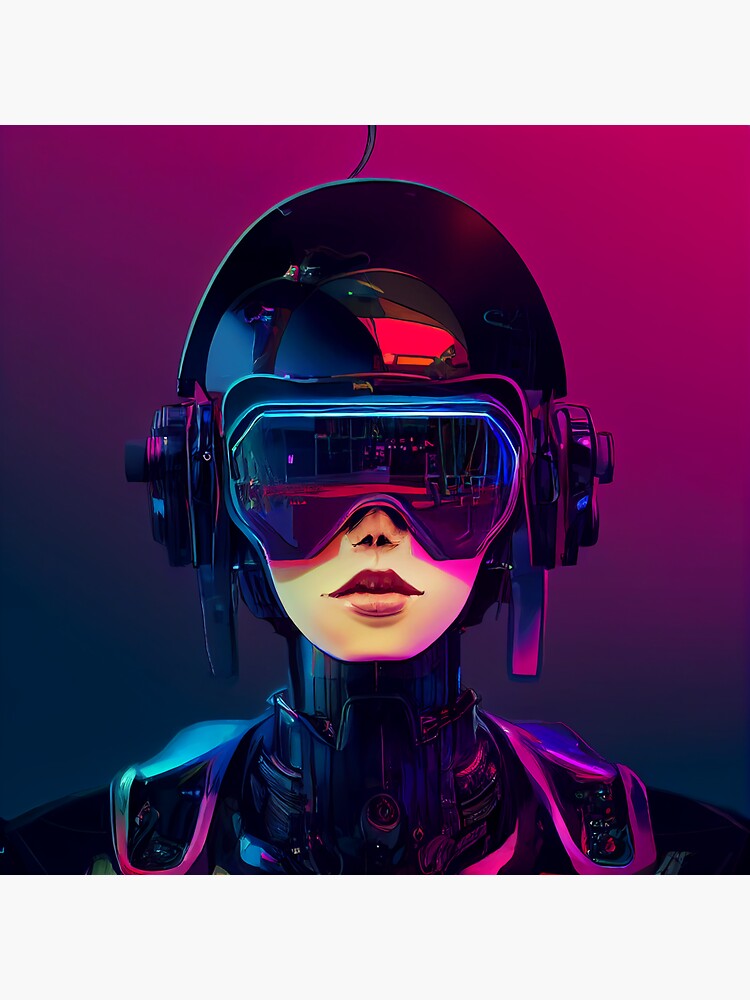 "Neon City Backdrop Mecha Pilot Female Cyberpunk Mask Jjos 1926 ...