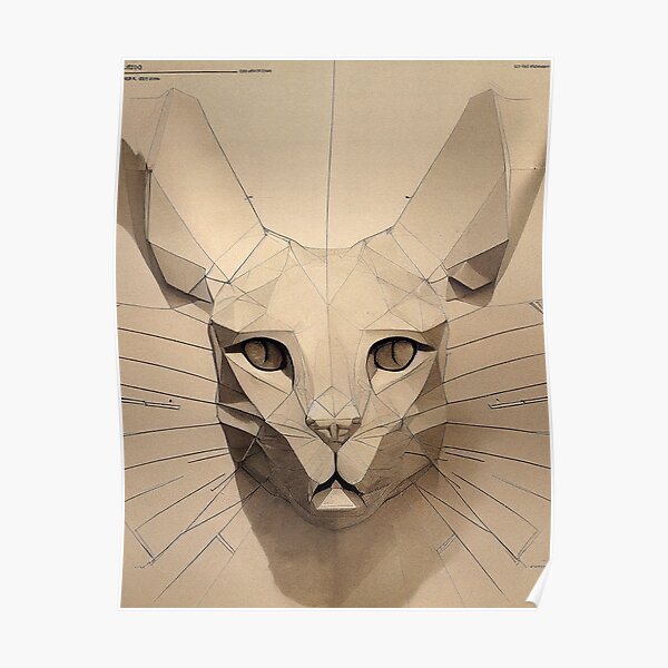 "Cat Schematics №31. Sphynx Technical Blueprint Poster " Poster for ...