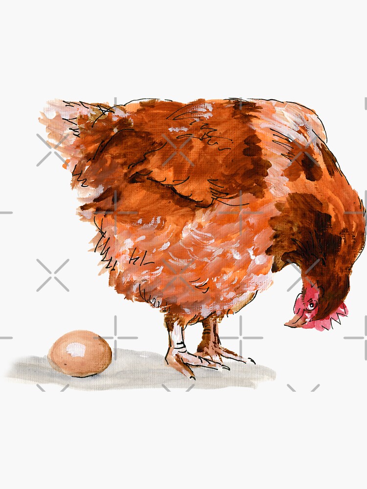 "One hen one egg. Original Acrylic Sketch by Jane Green. Straw ...