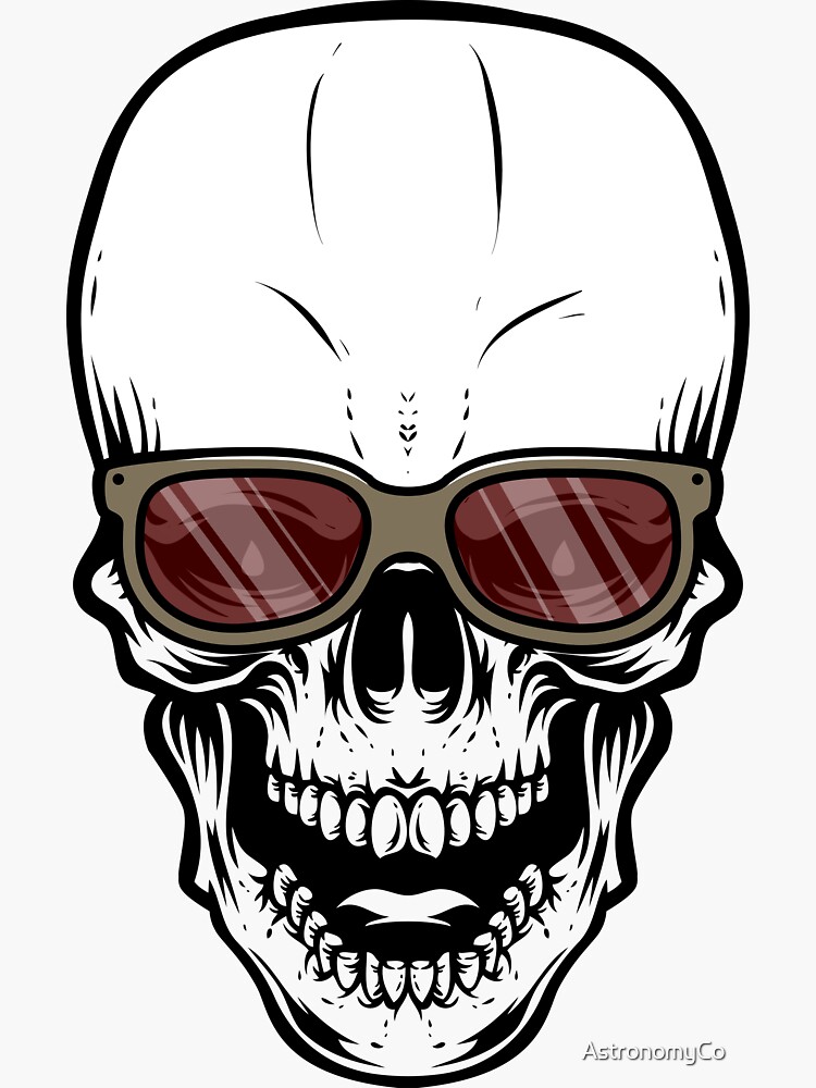 "scary badass shades skeleton for halloween" Sticker for Sale by ...