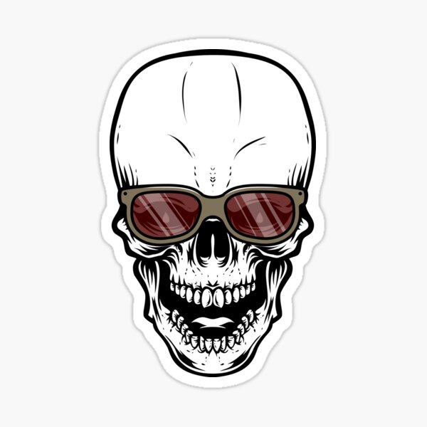 "scary badass shades skeleton for halloween" Sticker for Sale by ...