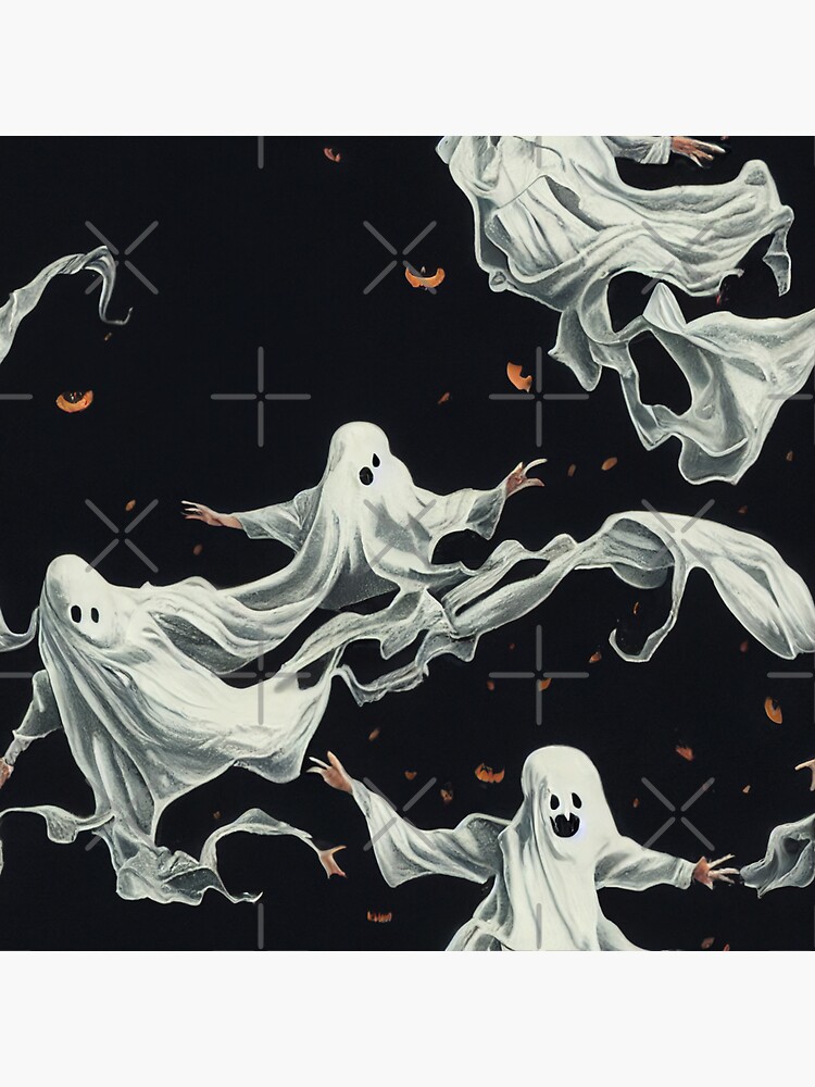 "Halloween dancing ghosts on black" Sticker for Sale by Thaeyne | Redbubble