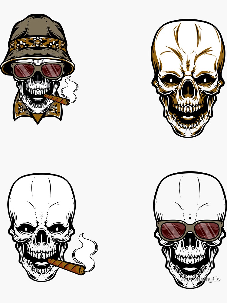 "Angry badass scary smoking skeletons pack for Halloween" Sticker for ...