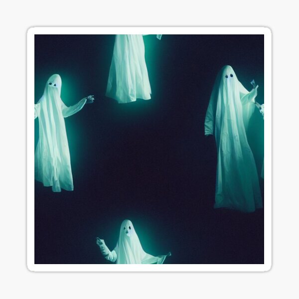 "Halloween blue ghosts on black" Sticker for Sale by Thaeyne | Redbubble