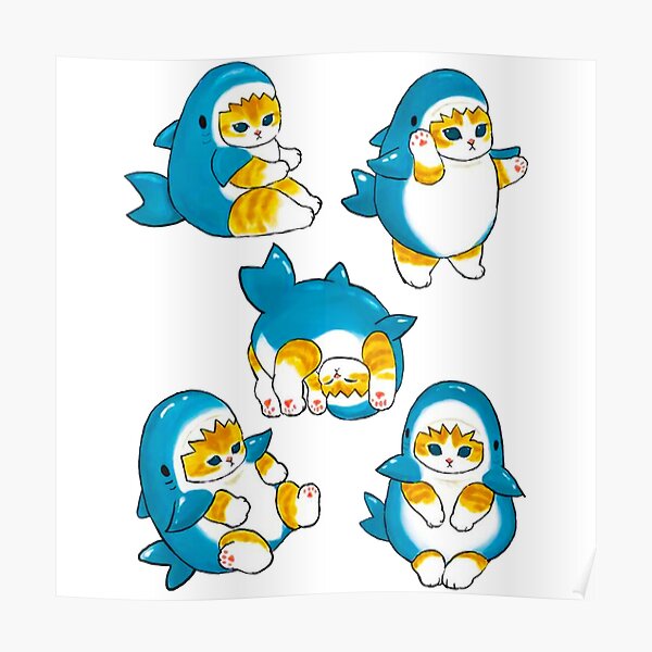 " mofusand shark cats" Poster for Sale by Badibilal | Redbubble