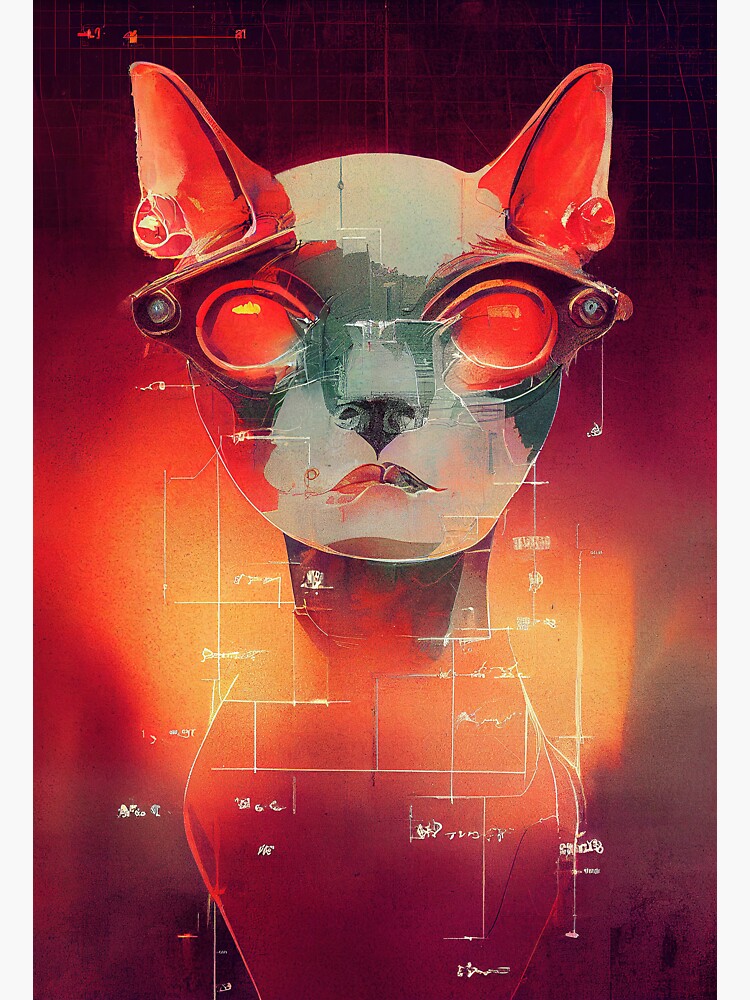 "Synthwave Cool Cat Poster #17" Sticker for Sale by JBNina | Redbubble