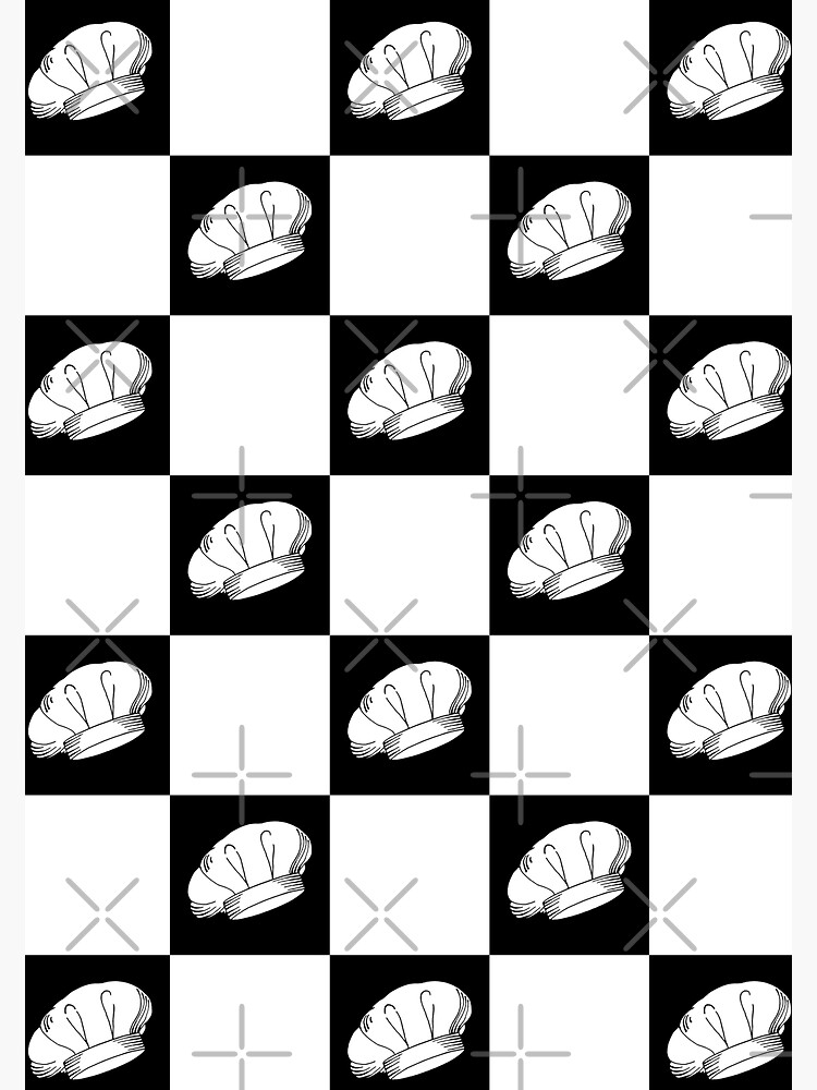 "Black and White Checkered Chef Hat Pattern" Art Print for Sale by ...