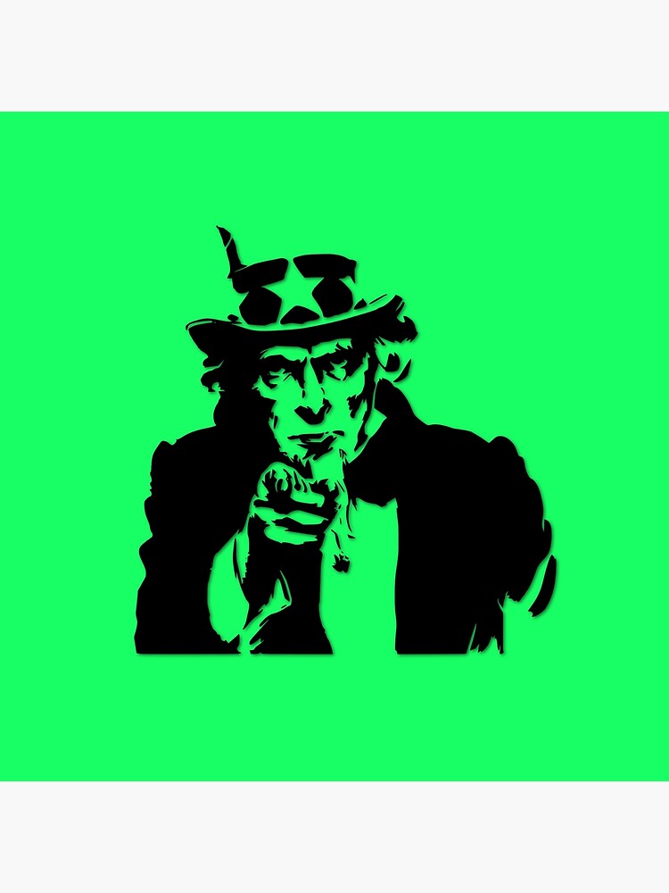 "Black Silhouette Uncle Sam I Want You on Neon Green" Poster by ...