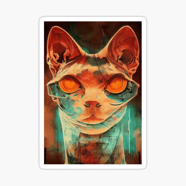 "Synthwave Cool Cat Poster #17" Sticker for Sale by JBNina | Redbubble
