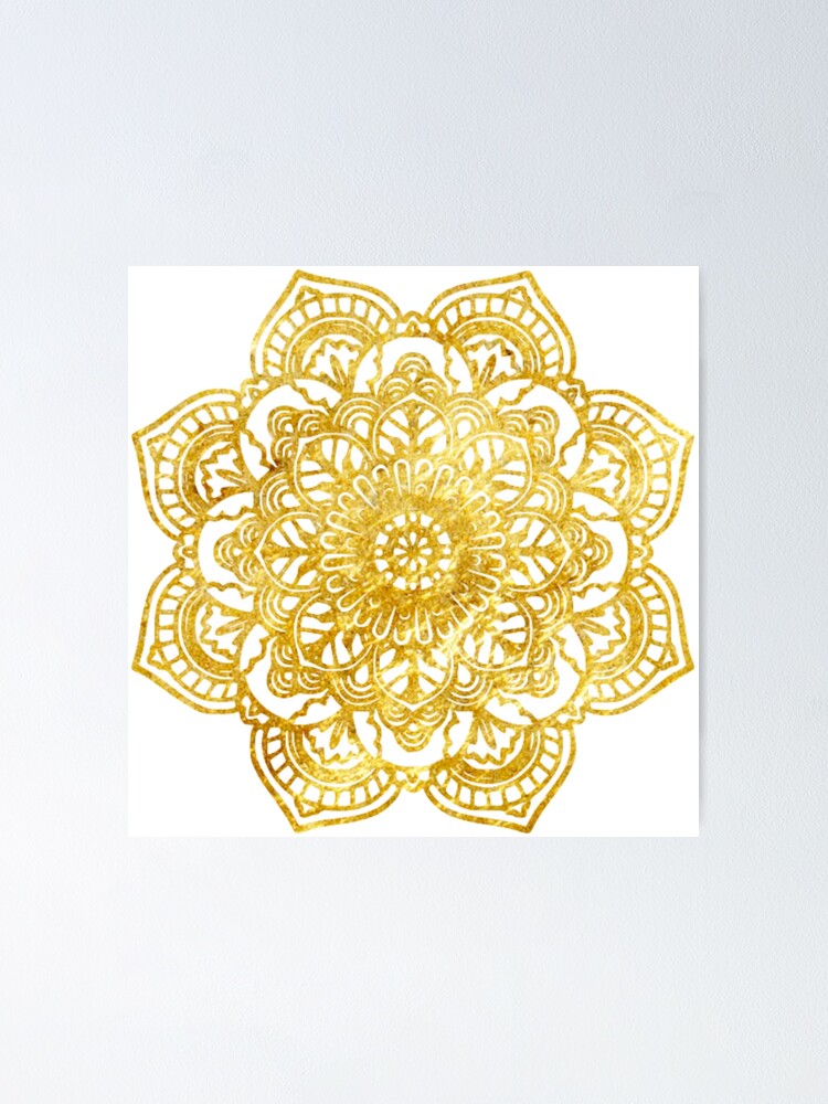 "Gold Metallic Mandala Design Sticker" Poster by Claireandrewss | Redbubble