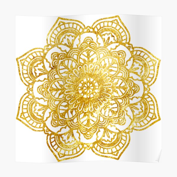 "Gold Metallic Mandala Design Sticker" Poster by Claireandrewss | Redbubble