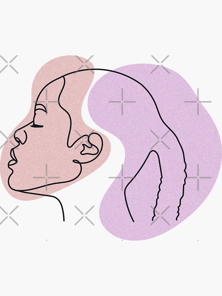 "Brown Female Side Profile Line Art" Sticker for Sale by EtheralDesigns ...