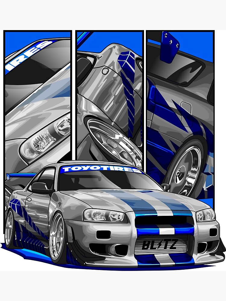 "2Fast2Furious Nissan Skyline GTR R34" Poster for Sale by sparkleauto ...